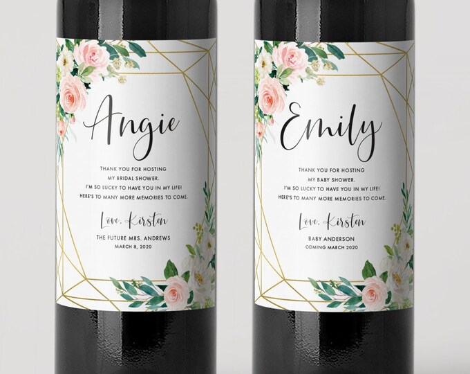 Hostess Gift Wine Labels Labels - Bridal Shower Hostess Gift - Baby ...