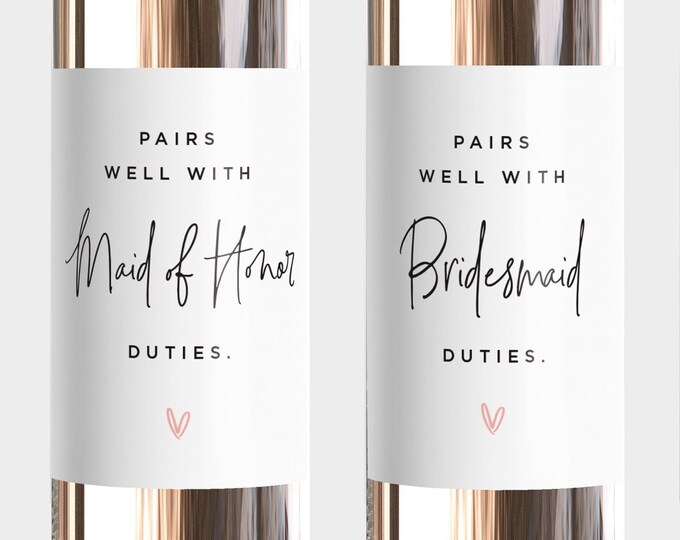 Pairs Well With Bridesmaid Duties Wine Lable, Will You Be My Bridesmaid ...