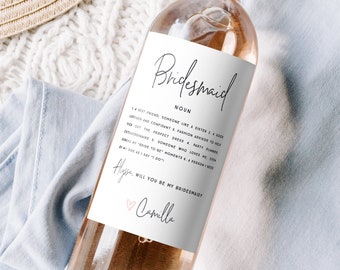Will You Be My Bridesmaid Wine Labels / Bridesmaid Gift Wine | Etsy