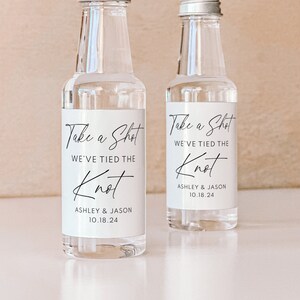 We've Tied the Knot Wedding Shot Labels, Engagement Party Favors ...