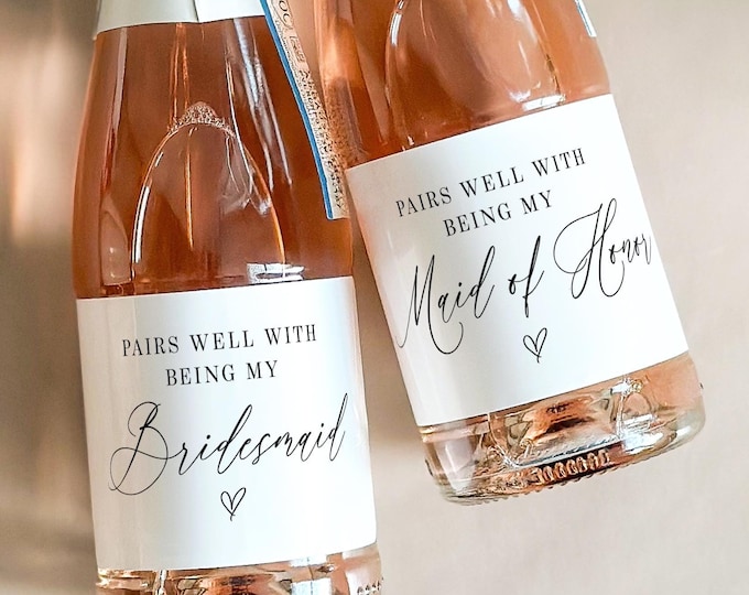 Bridesmaid Mini Champagne Labels | Bridesmaid Proposal Bottle Labels ...