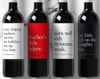 Teacher wine label | Etsy