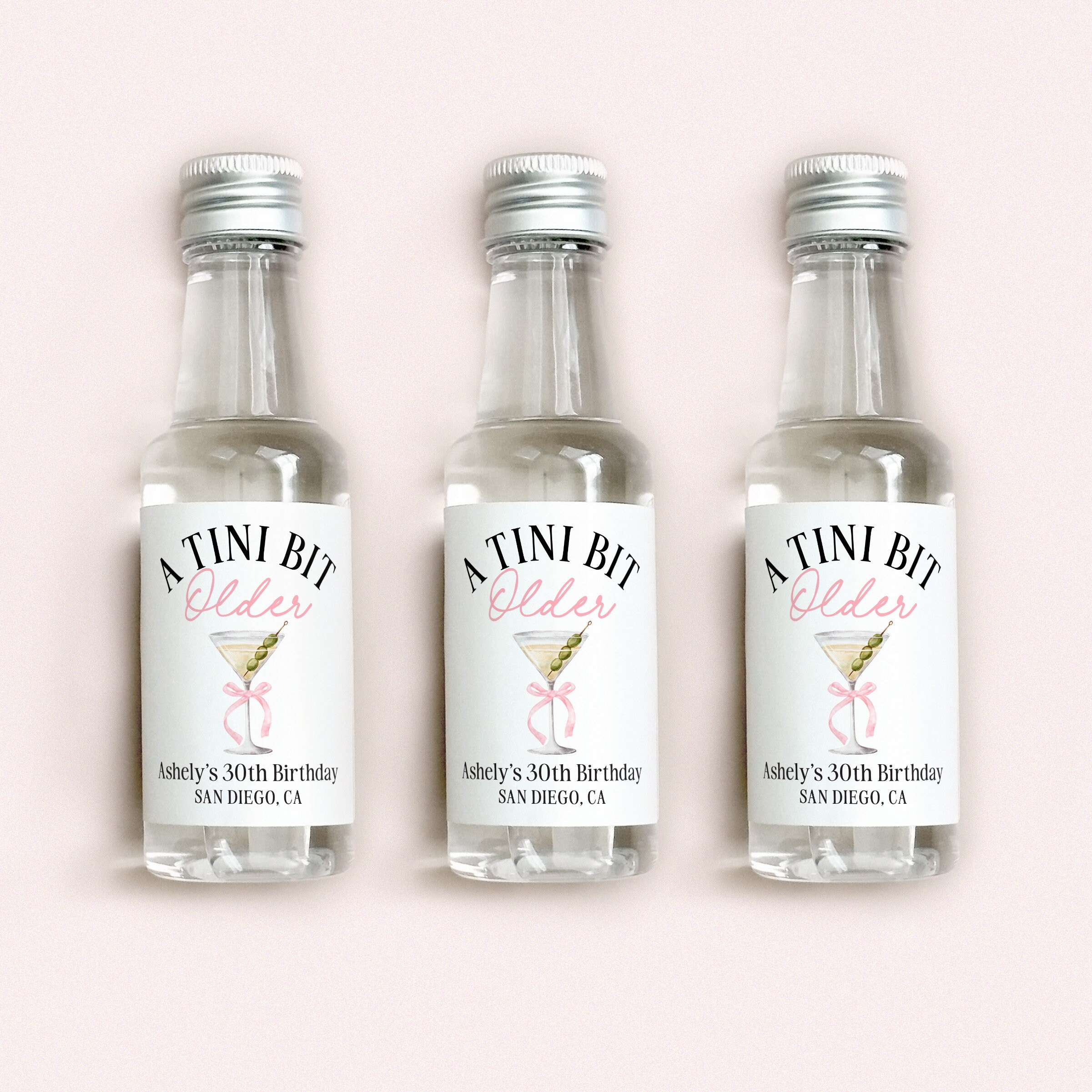 A Tini Bit Older Shot Labels - Martini 30th Birthday Favors, 40th ...