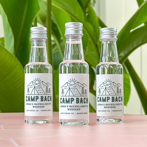Camp Bachelorette Mini Shot Labels, Camp Bach Party Favors, Camping ...