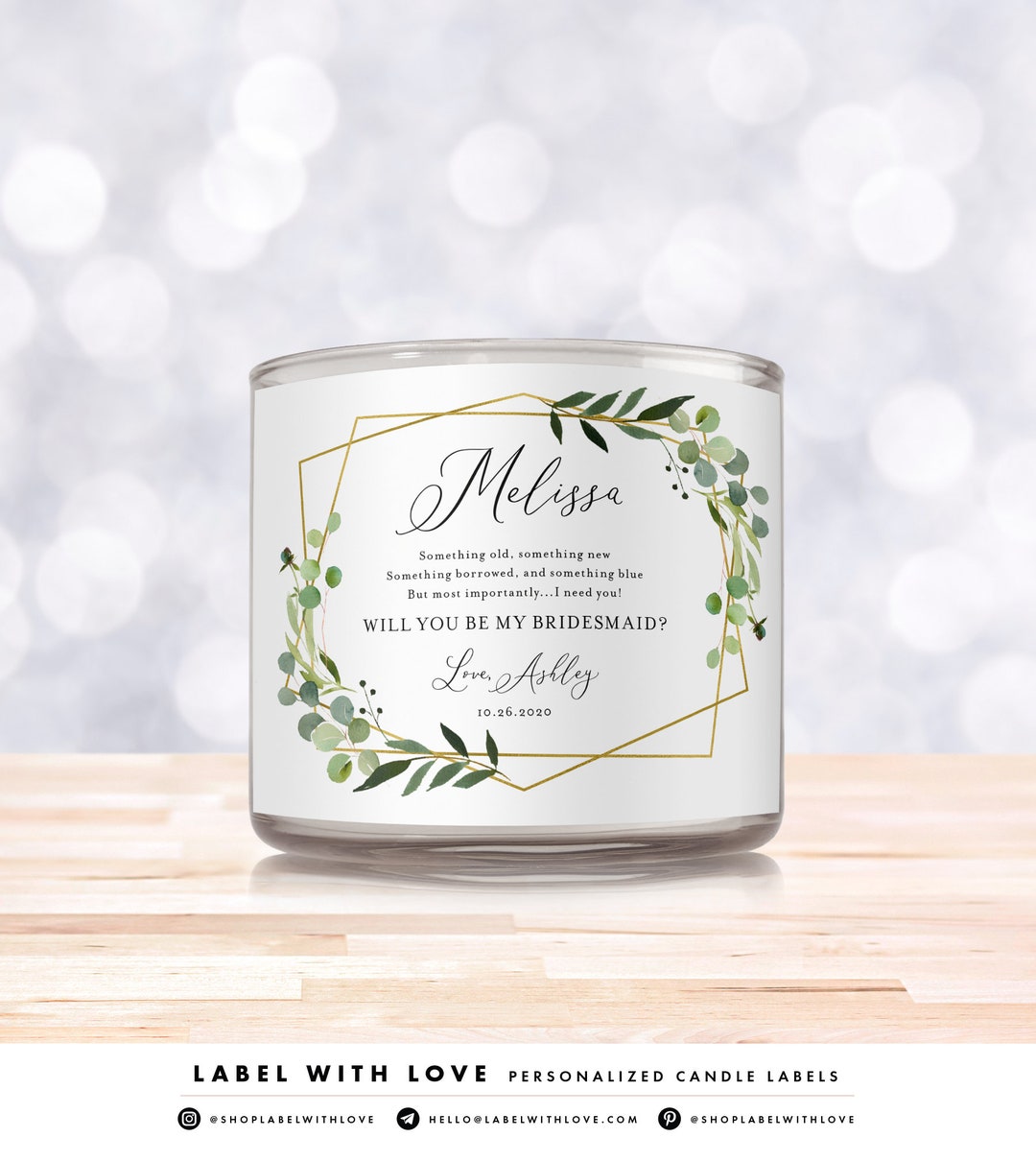Will You Be My Bridesmaid Candle Labels Maid of Honor Labels - Etsy