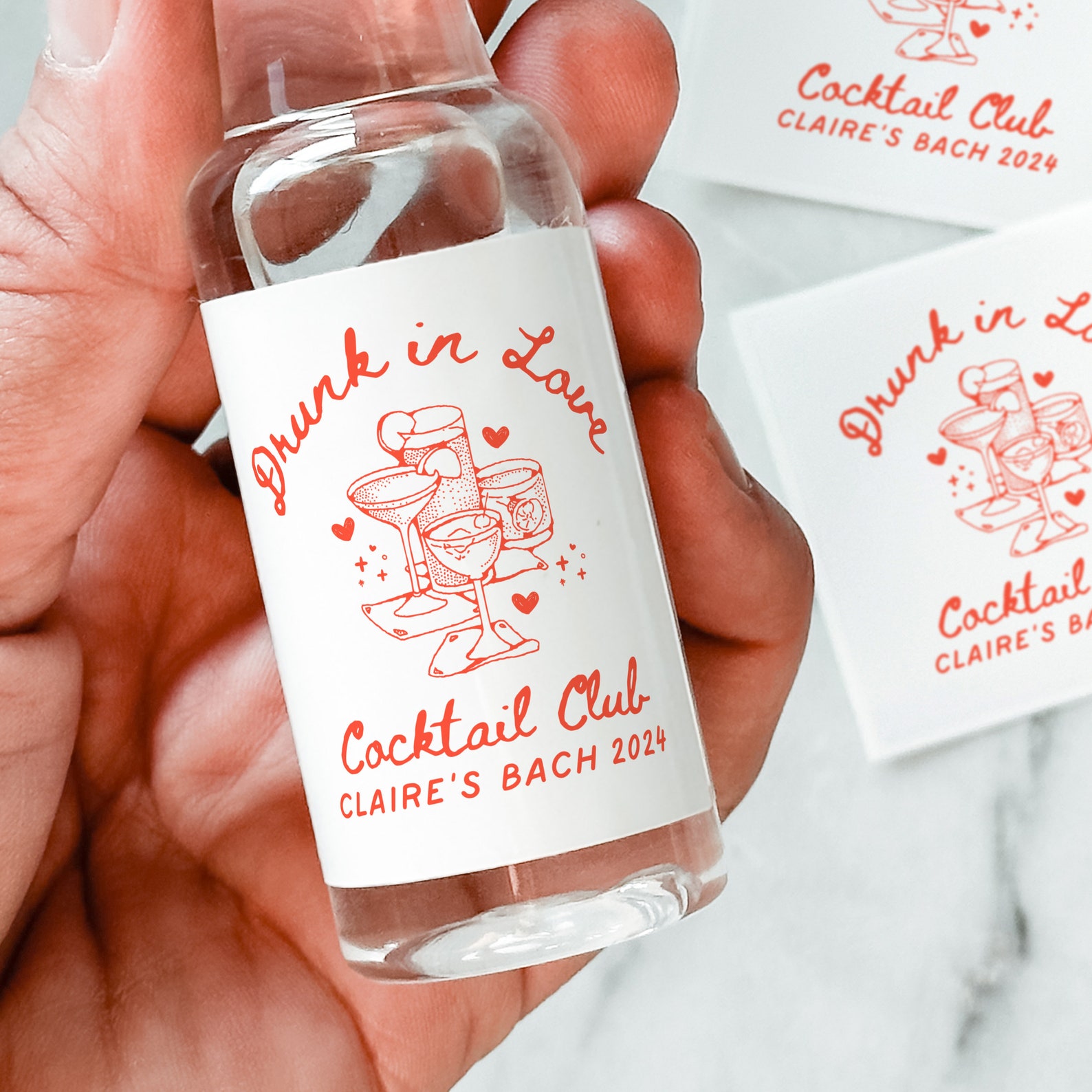 Drunk in Love Bachelorette Shooter Label, Handwritten Bridal Shower ...