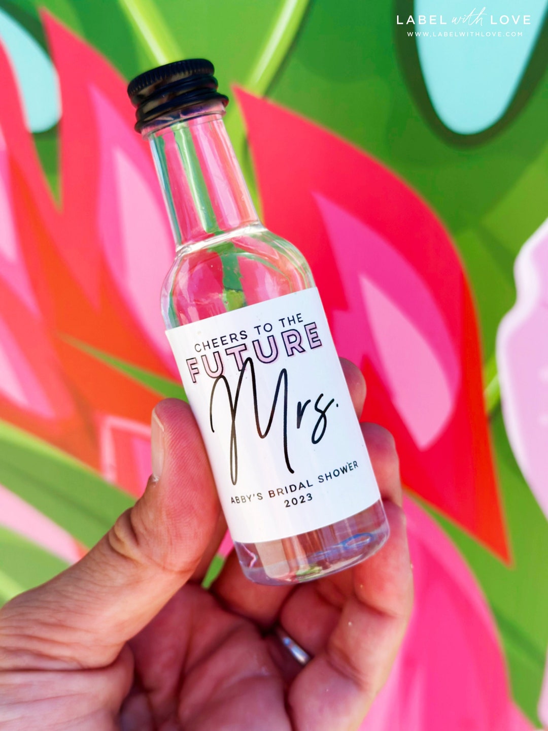 Bridal Shower Mini Shot Labels | Cheers to the Future Mrs Bachelorette ...