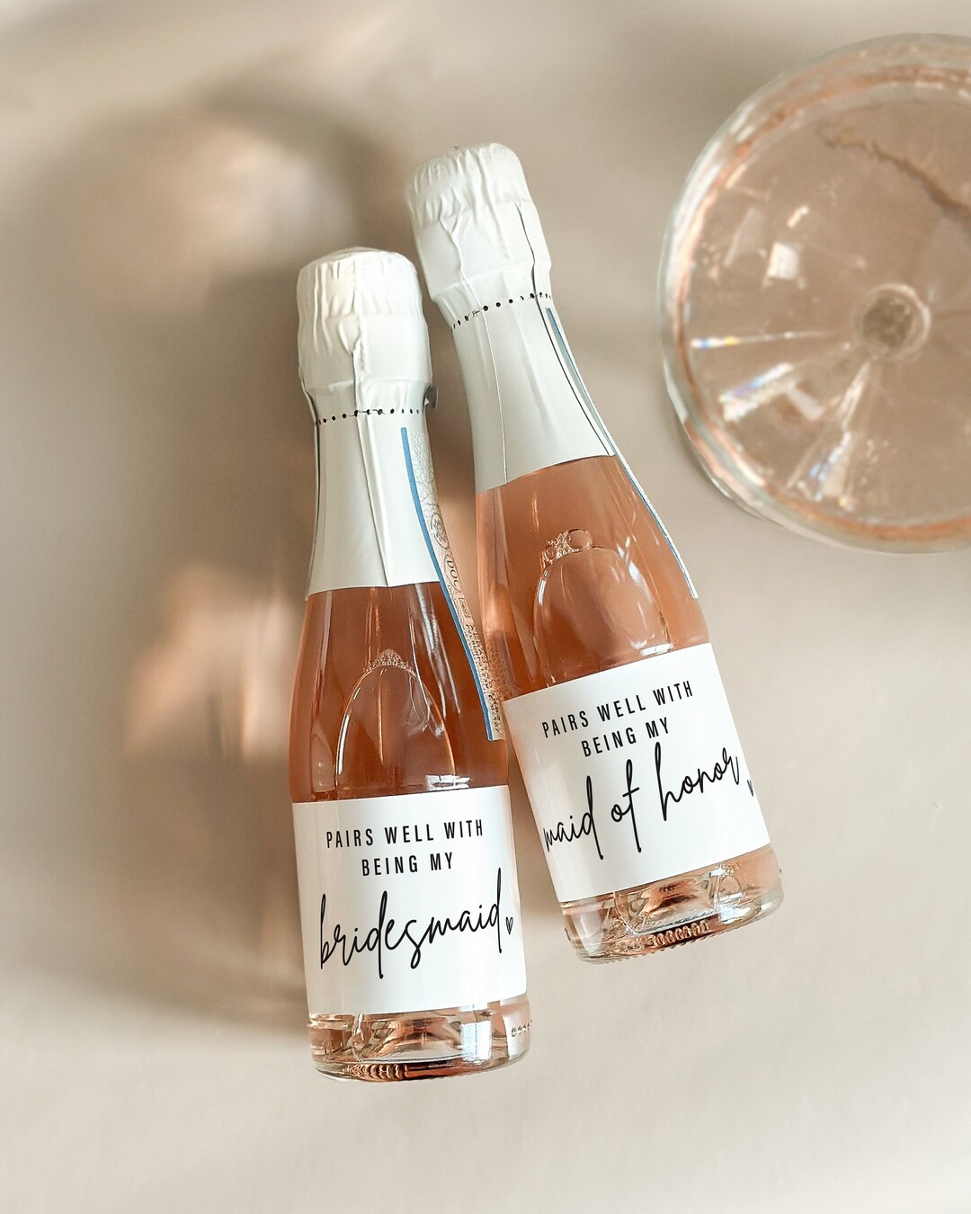 Modern Bridesmaid Gift Mini Champagne Label, Bridesmaid Proposal Box ...