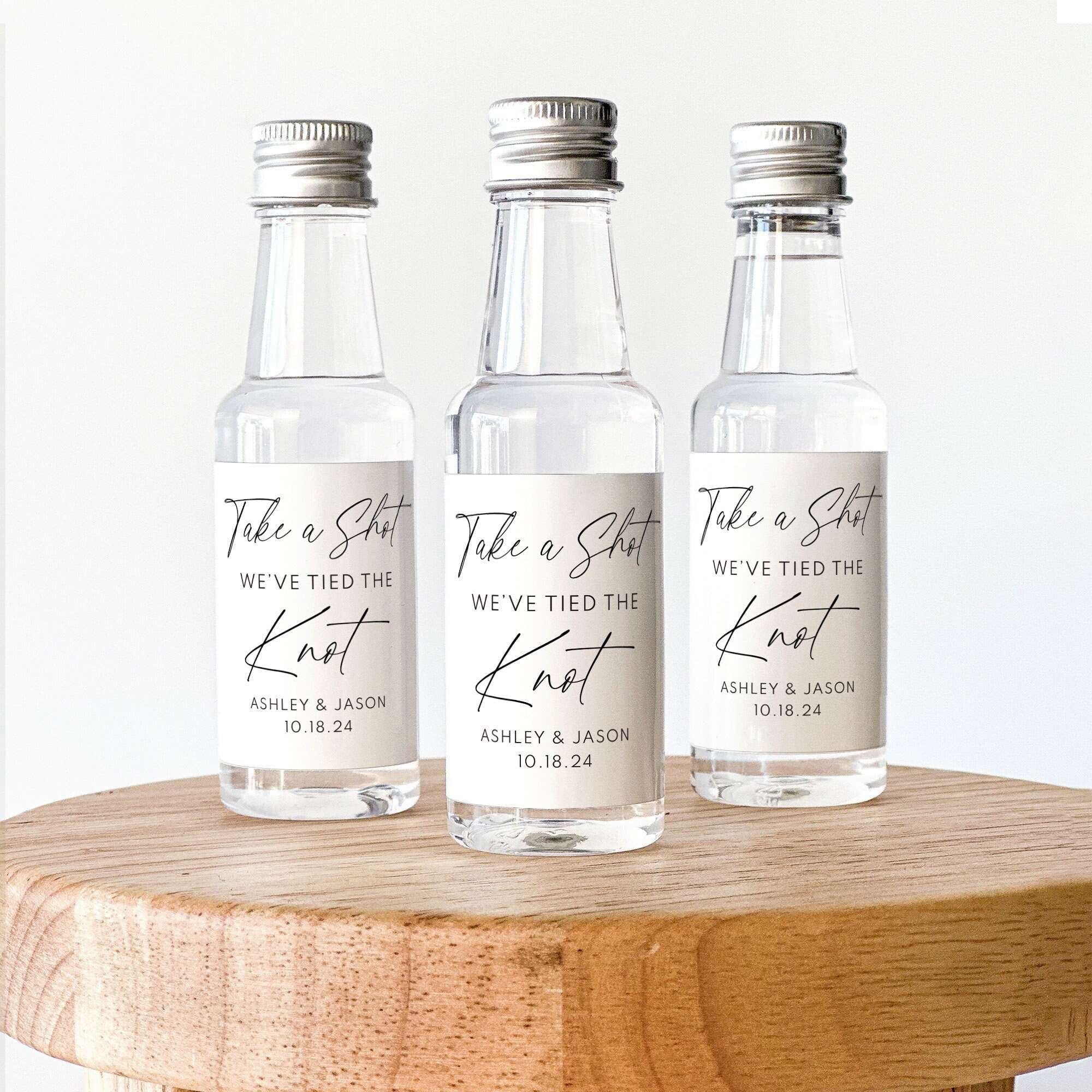 We've Tied the Knot Wedding Shot Labels, Engagement Party Favors ...