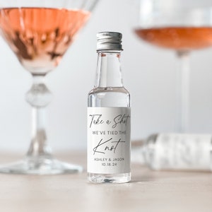 We've Tied the Knot Wedding Shot Labels, Engagement Party Favors ...