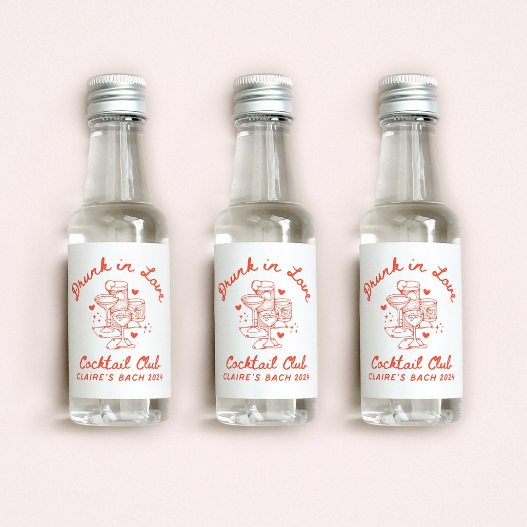 Drunk in Love Bachelorette Shooter Label, Handwritten Bridal Shower ...