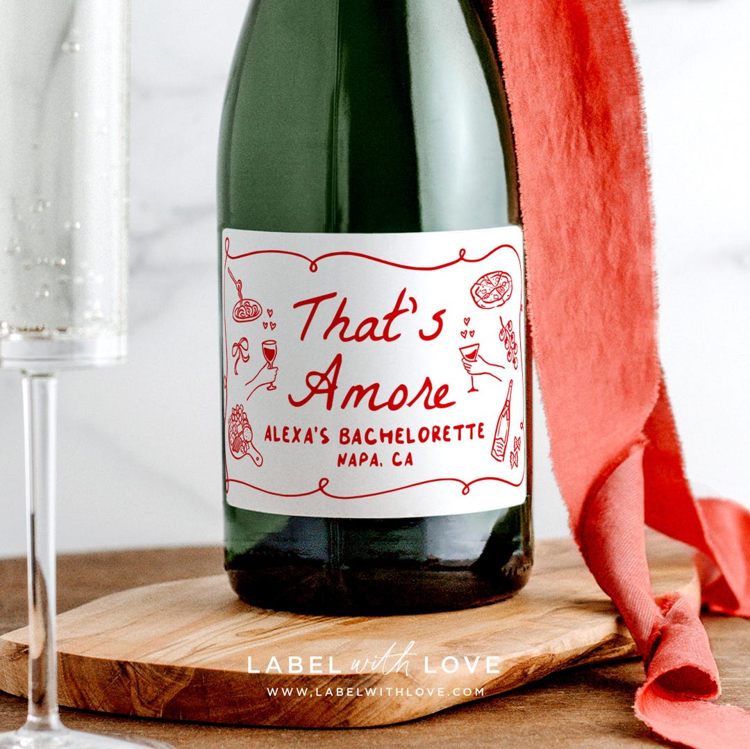 That's Amore Bachelorette Champagne Labels, Italian Bridal Shower ...