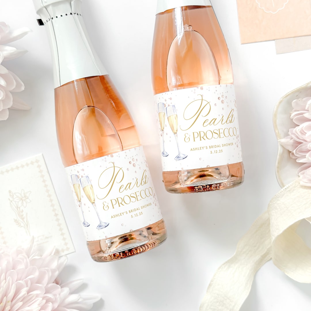 Pearls and Prosecco Bachelorette Champagne Labels, Pearl Bridal Shower ...