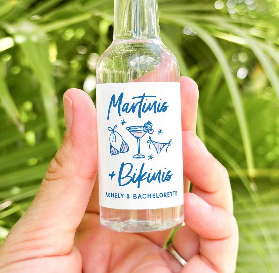 Martinis & Bikinis Bachelorette Favor, Martini Bridal Shower Label ...