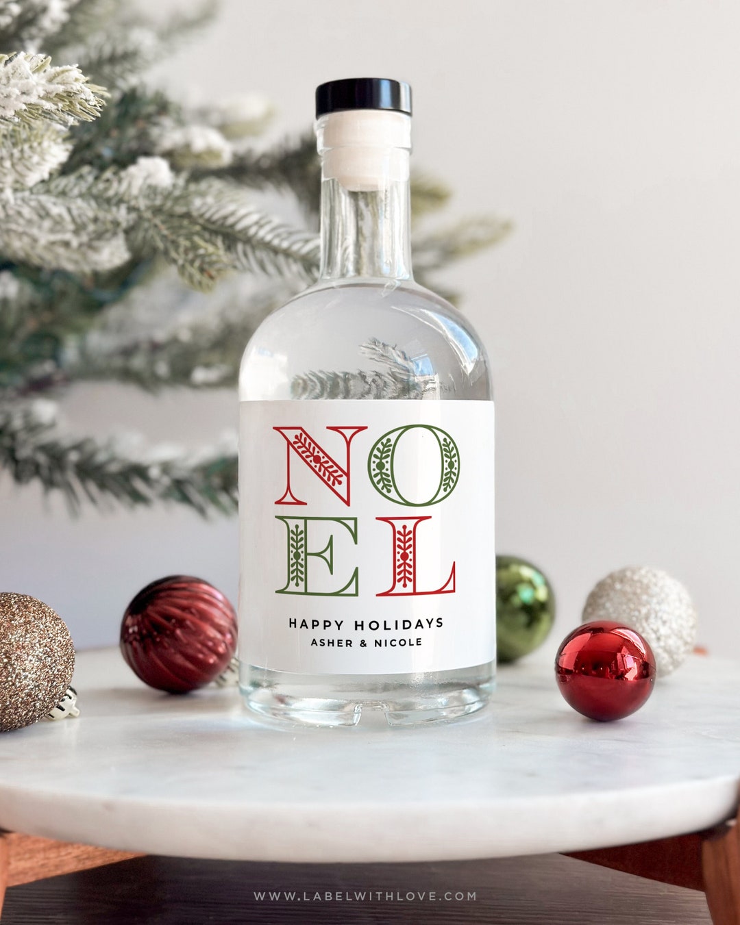 Scandi Christmas Wine Labels, Christmas Gift for Mom, Christmas Liquor ...