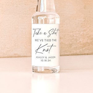 We've Tied the Knot Wedding Shot Labels, Engagement Party Favors ...