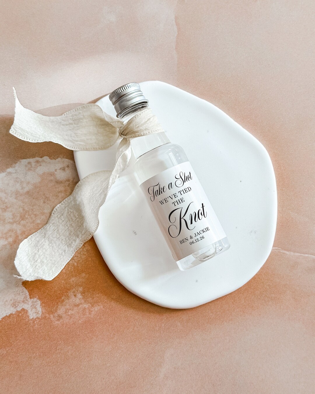 Elegant We've Tied the Knot Wedding Shot Labels, Wedding Liquor Labels ...