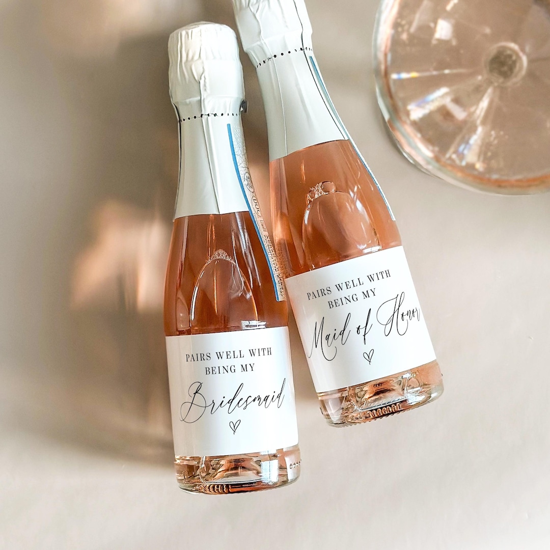 Bridesmaid Mini Champagne Labels | Bridesmaid Proposal Bottle Labels ...