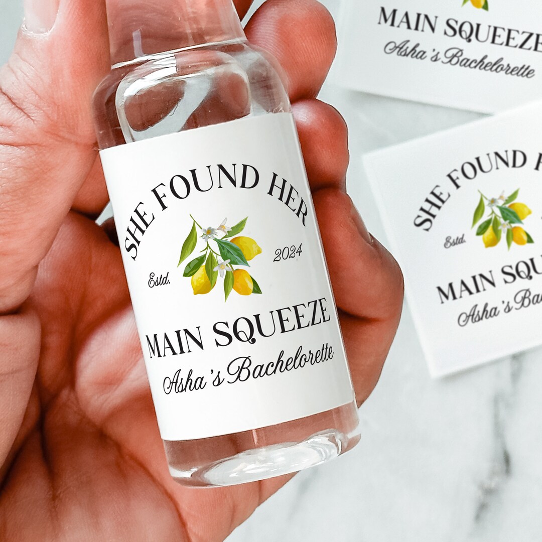 She Found Her Main Squeeze, 50 Ml Liquor Labels, Lemon Bridal Shower ...