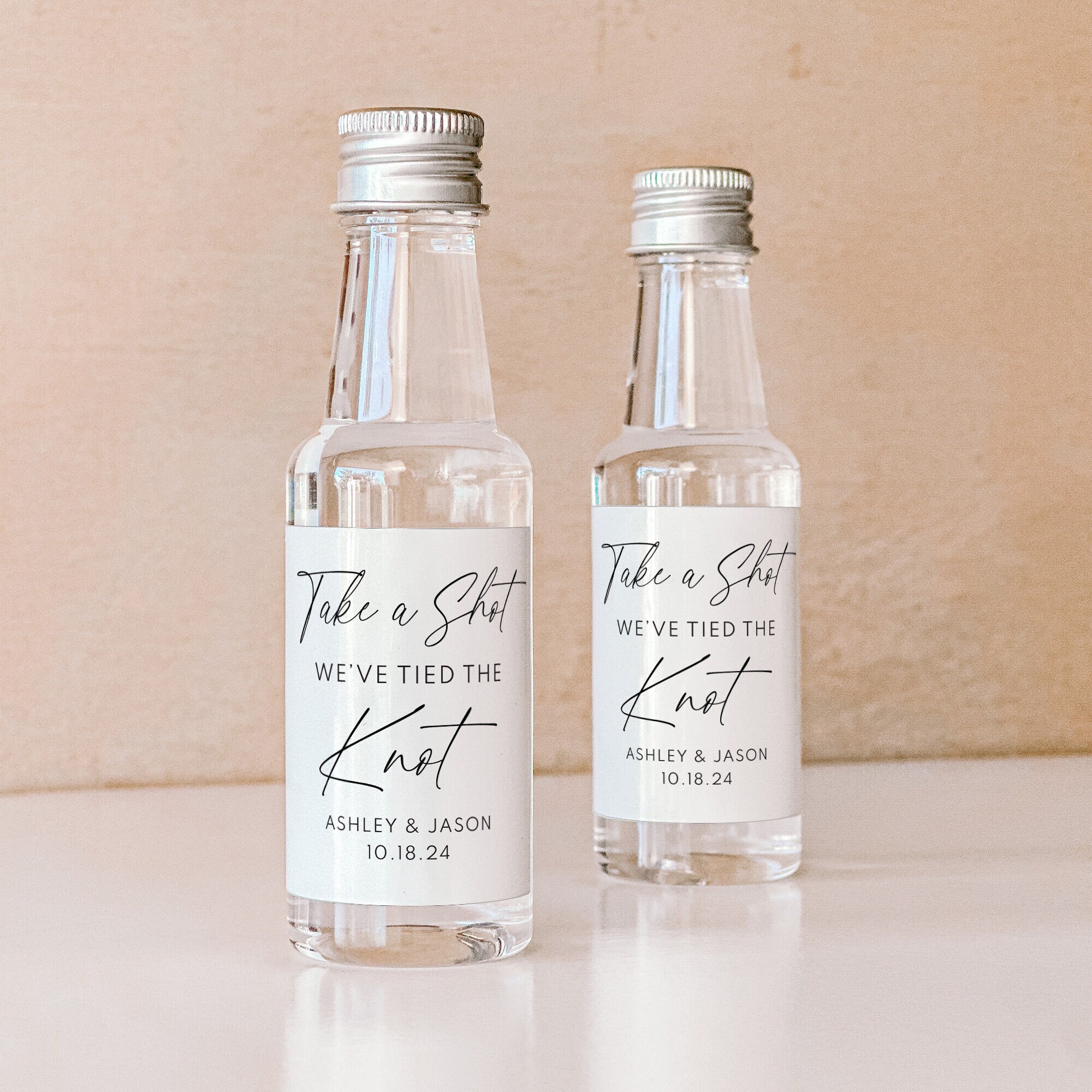 We've Tied the Knot Wedding Shot Labels, Engagement Party Favors ...
