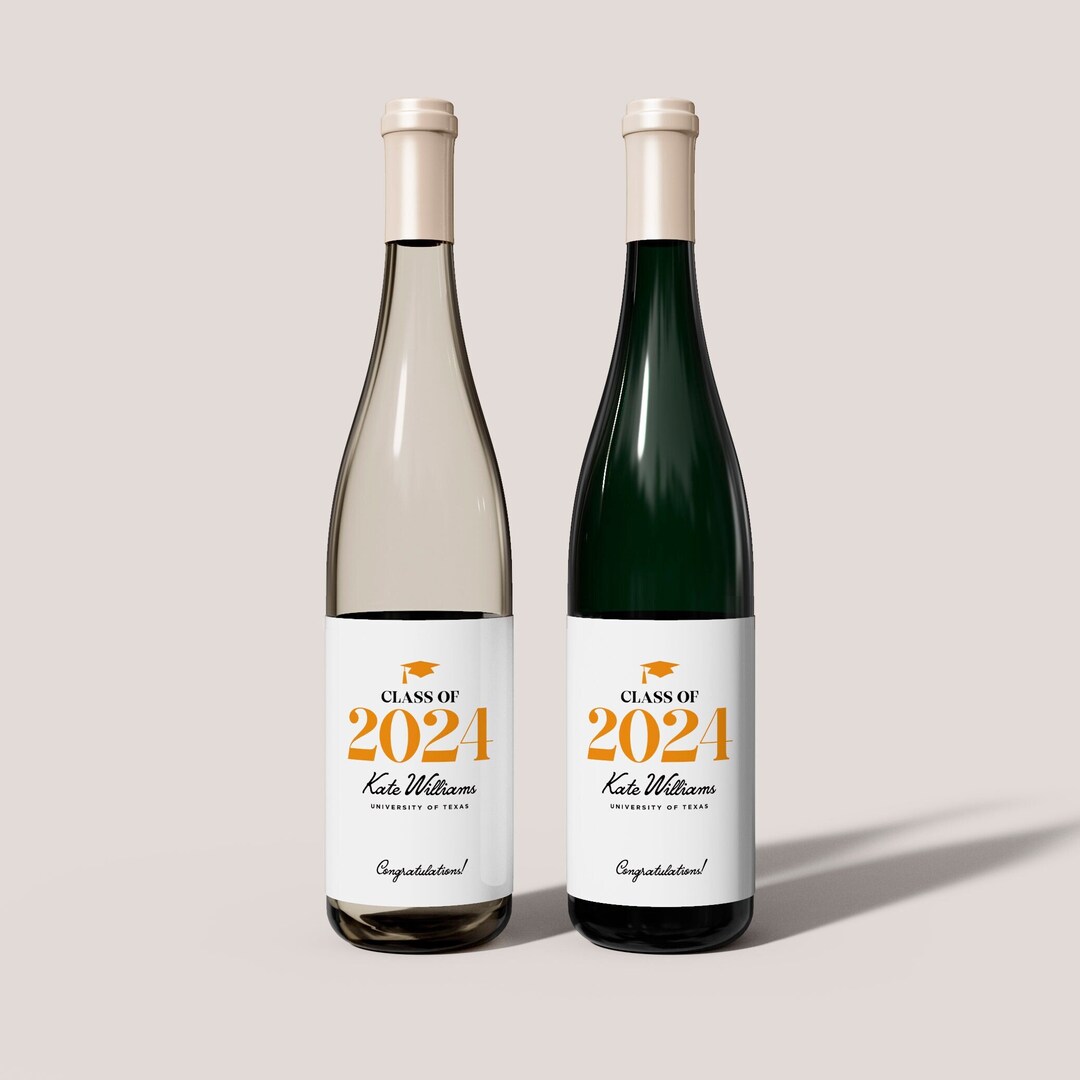 Graduation Gift Wine Bottle Labels, Grad Party Custom Wine Labels ...