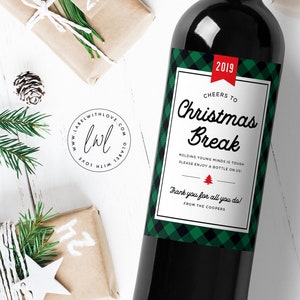 Teacher Christmas Gift - Custom Wine Label - Wine Label for Teacher ...