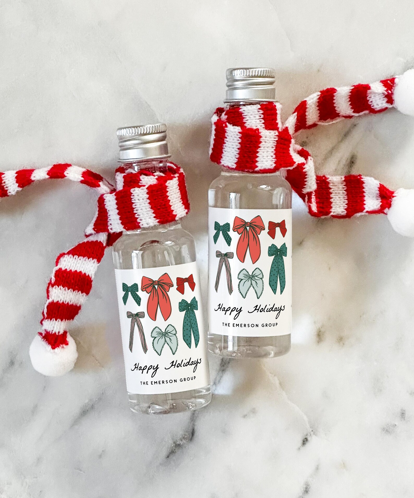 Bow Christmas Wine Labels - Unique Christmas Gift, Custom Liquor Labels ...