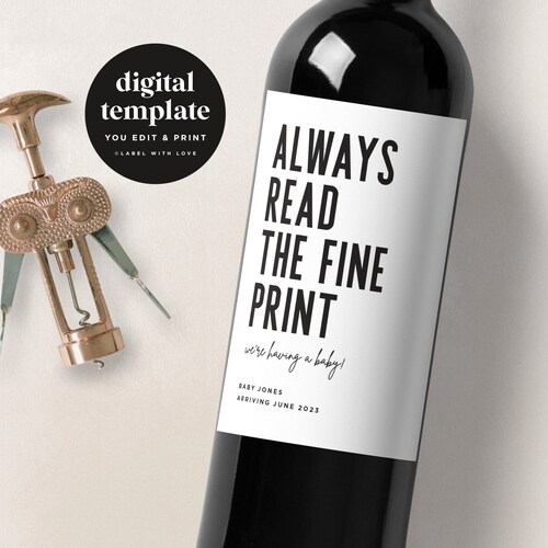 Pregnancy Announcement Wine Label for Friends Pairs Well With - Etsy ...
