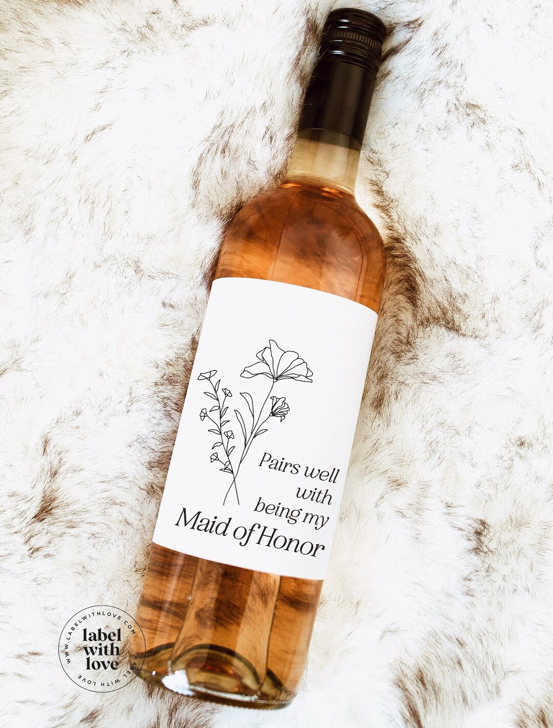 Boho Bridesmaid Gift Wine Label, Bridesmaid Thank You Gift Wine Bottle ...