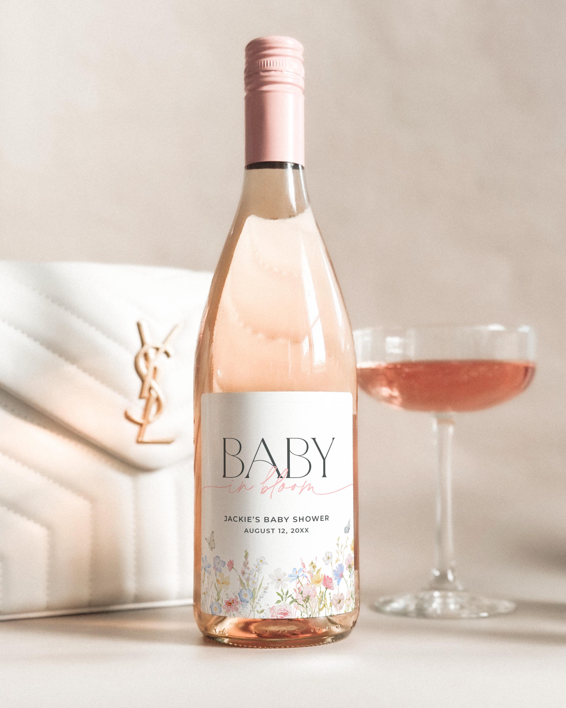 Baby Shower Shot Bottle Label - Baby in Bloom Mini Liquor Label ...