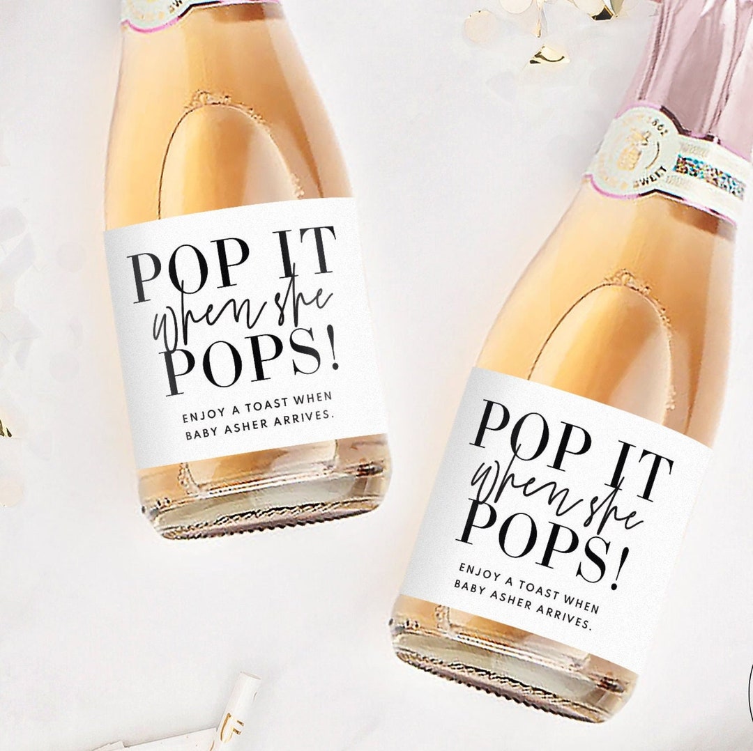 Pop It When She Pops Champagne Labels - Baby Shower Stickers - Etsy