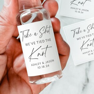 We've Tied the Knot Wedding Shot Labels, Engagement Party Favors ...
