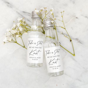 We've Tied the Knot Wedding Shot Labels, Engagement Party Favors ...