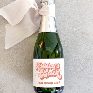 Groovy Bachelorette Party Mini Champagne Labels Retro Hippie Palm ...