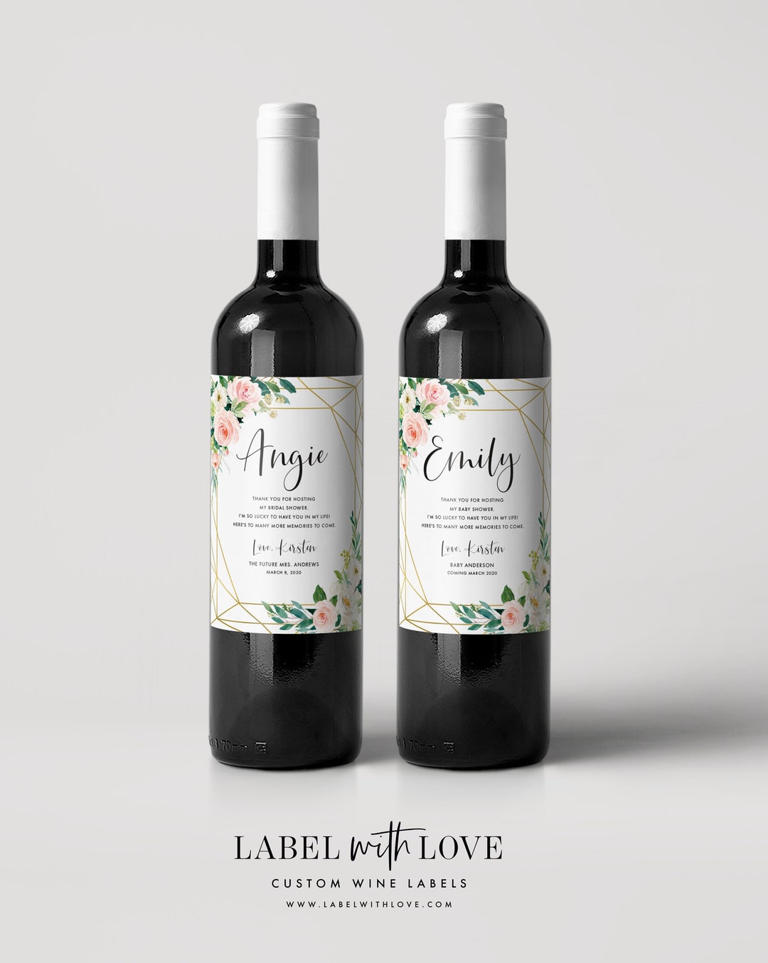 Hostess Gift Wine Labels Labels - Bridal Shower Hostess Gift - Baby ...