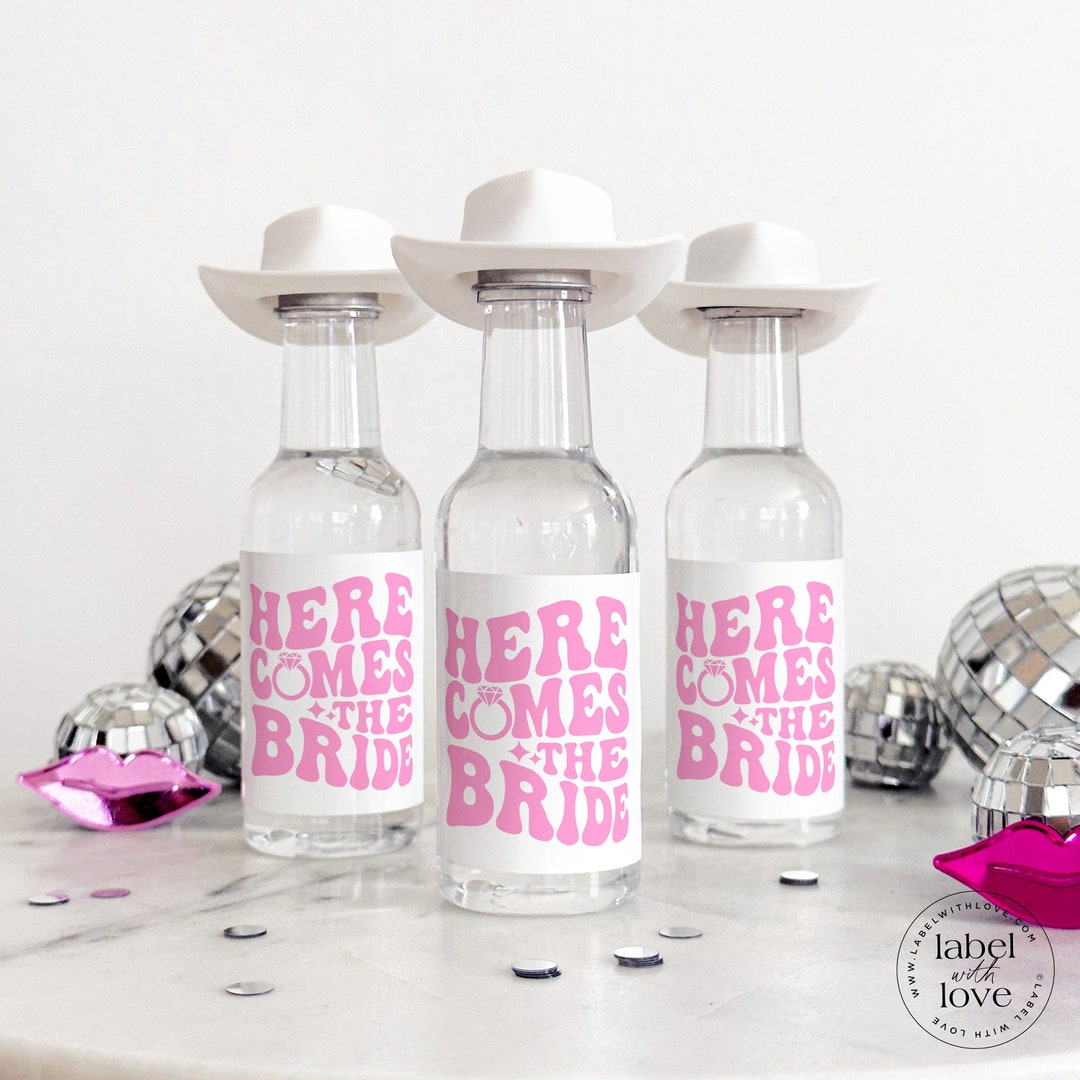 Groovy Bachelorette Party Mini Liquor Labels | Here Comes the Bride ...