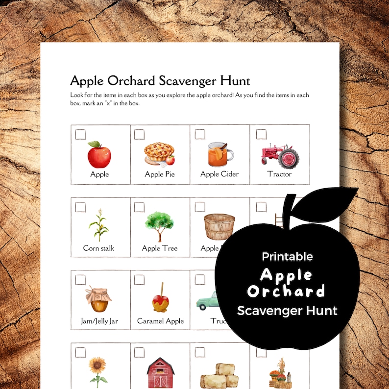 Printable Apple Orchard Scavenger Hunt Family Activity - Etsy