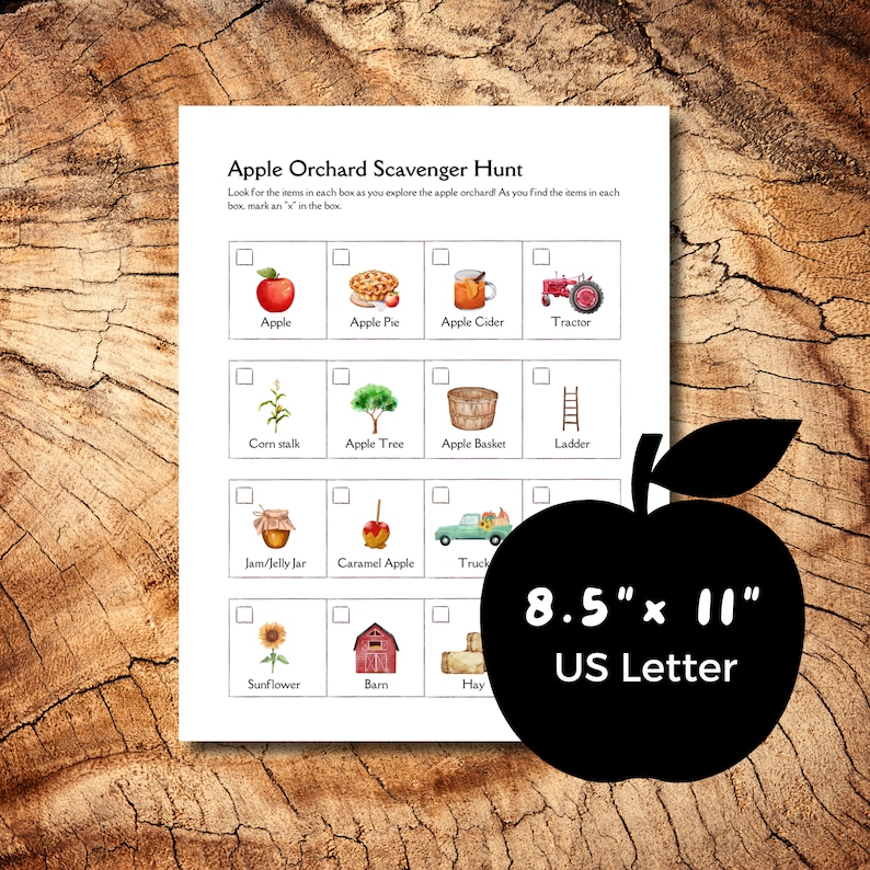 Printable Apple Orchard Scavenger Hunt Family Activity - Etsy