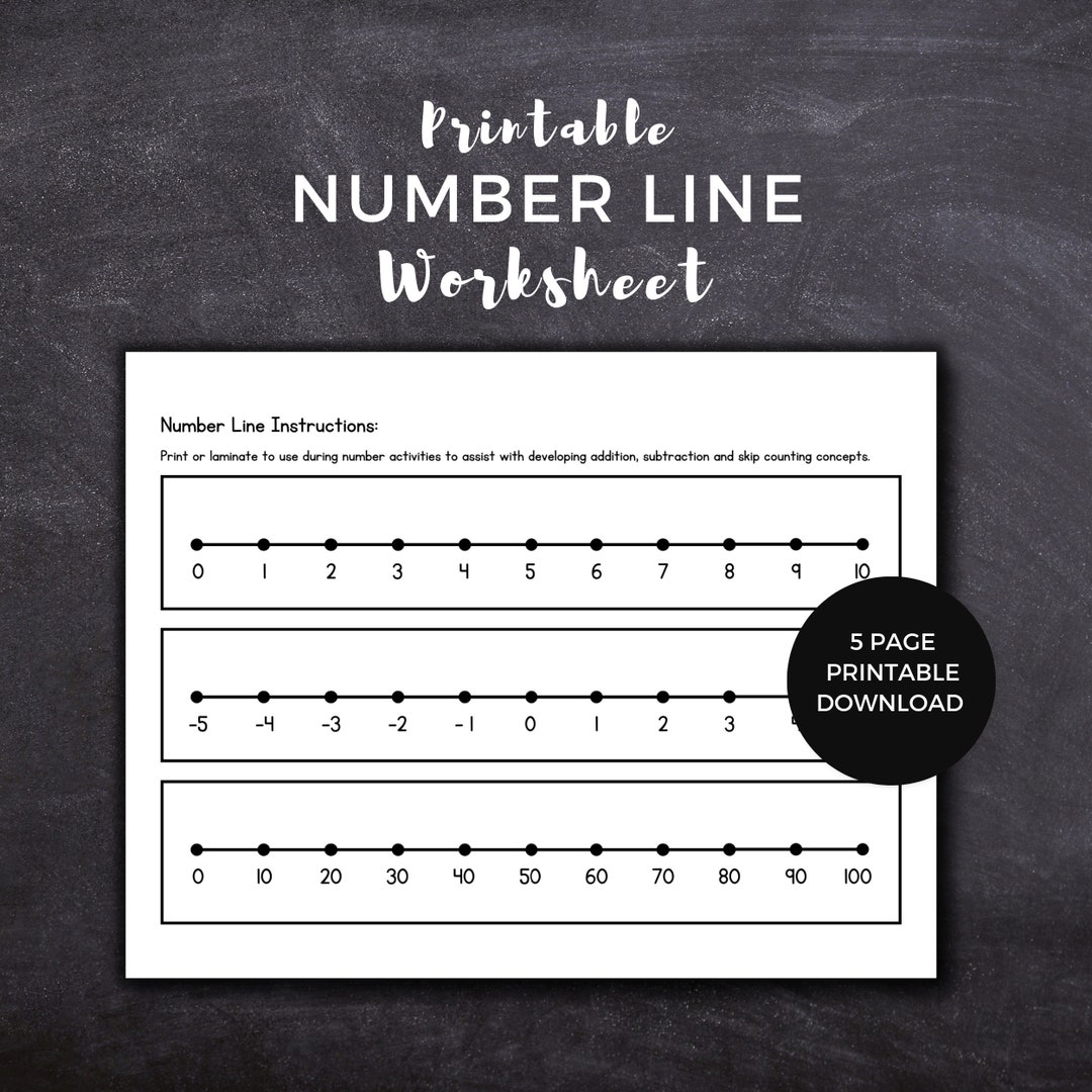 Printable Number Line Worksheet PDF - Etsy