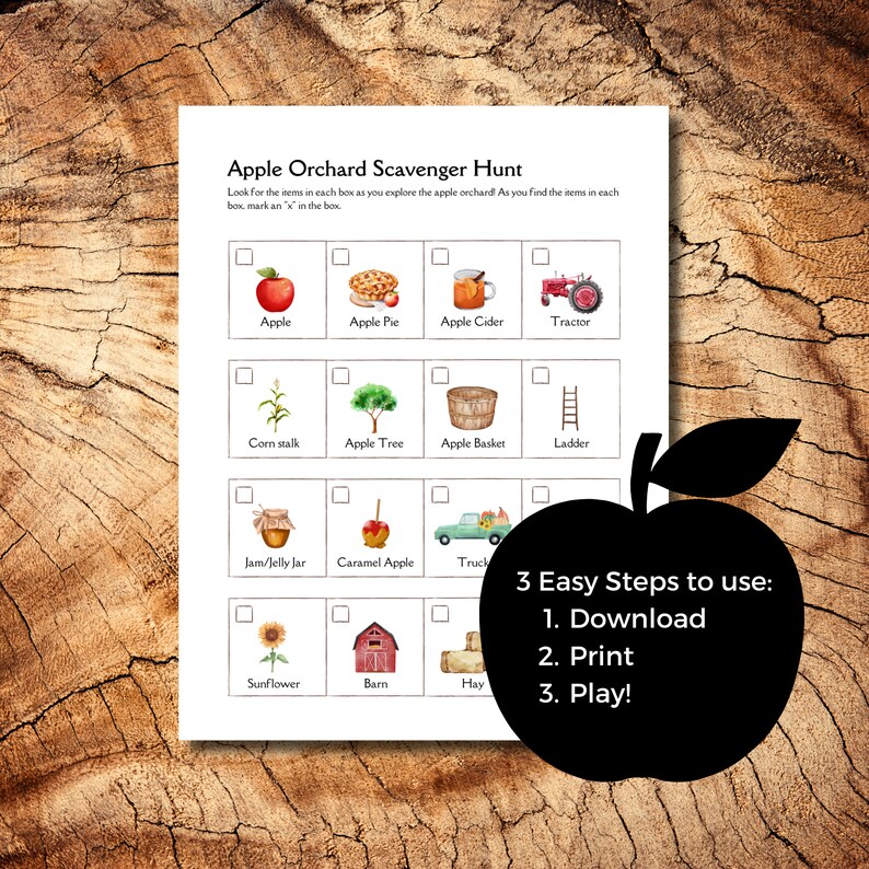 Printable Apple Orchard Scavenger Hunt Family Activity - Etsy