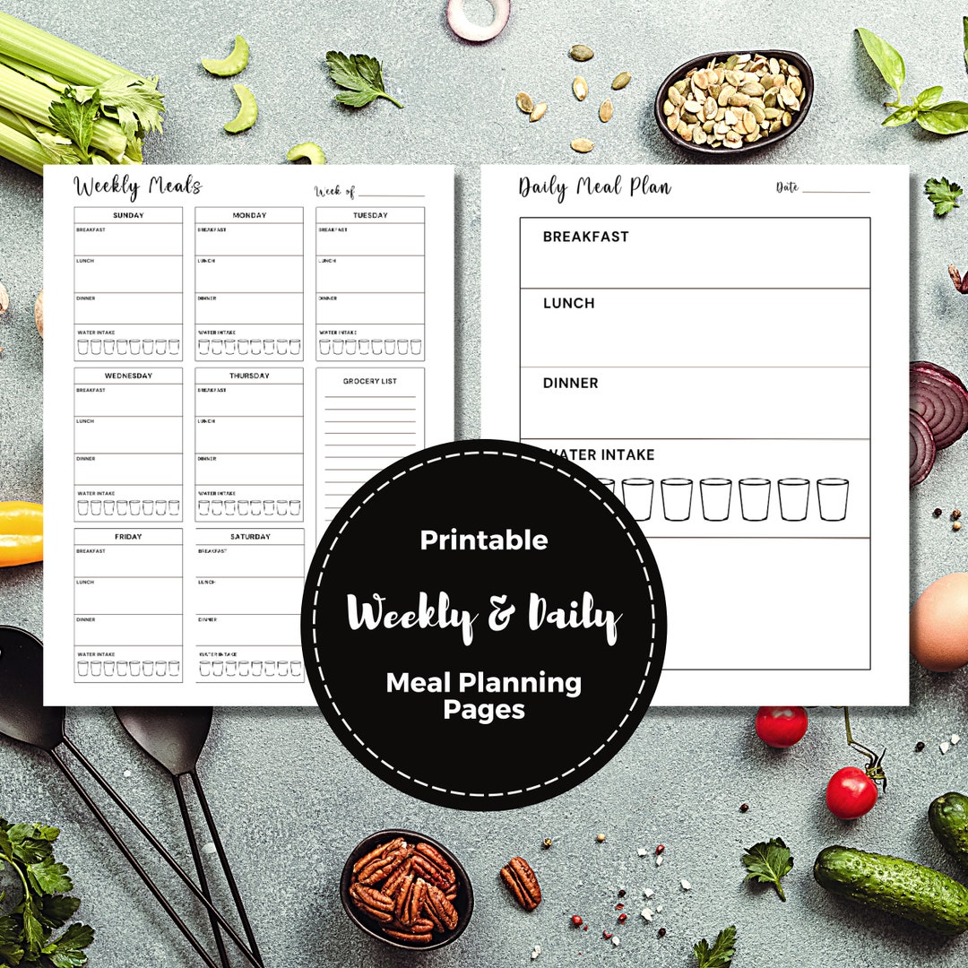Printable Weekly and Daily Meal Planning Pages - Etsy