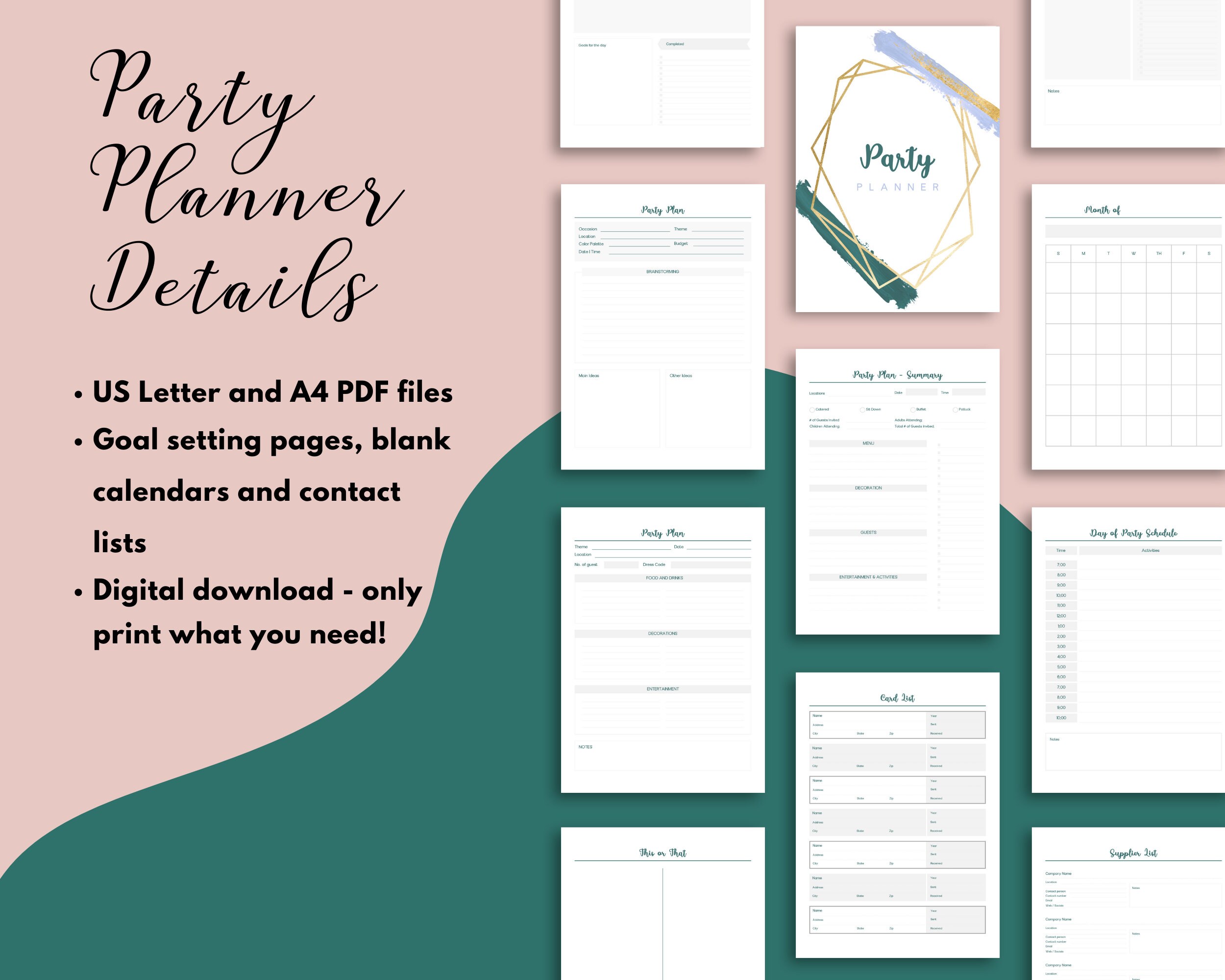 Printable Party Planner PDF Digital Download - Etsy