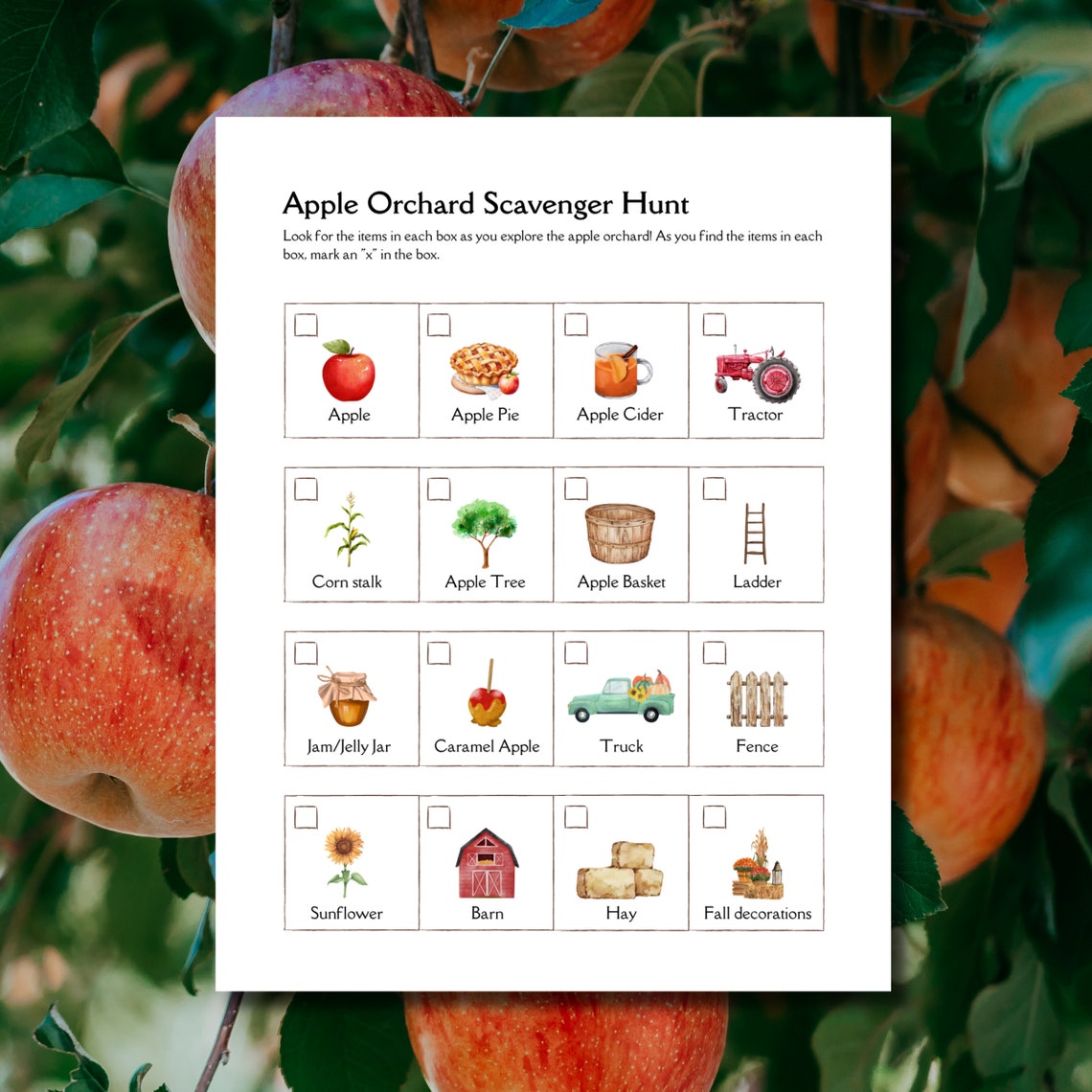 Printable Apple Orchard Scavenger Hunt Family Activity - Etsy
