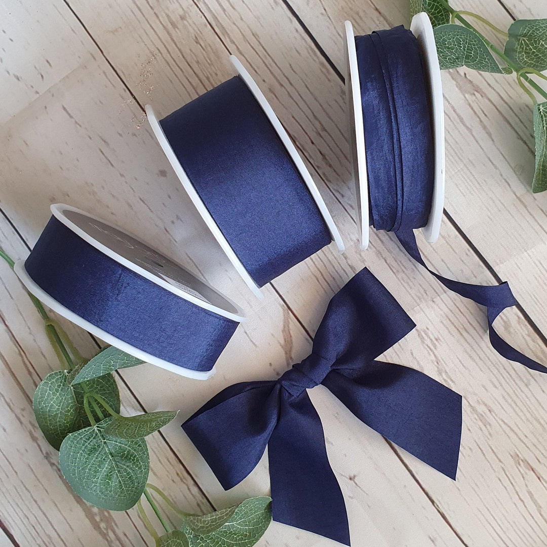 Navy Blue Faux Silk Ribbon. Wedding Stationery - Invites - Bouquet ...