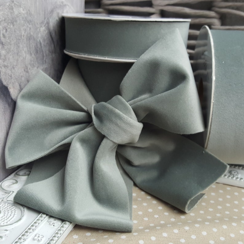 Soft Velvet Ribbon 25 40 or 70mm. Dusky Pink Sage Green | Etsy