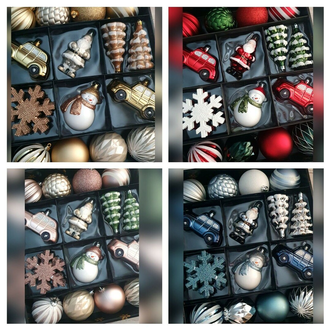 25 Piece Christmas Tree Bauble Decorations Set. Blush Pink Blue Gold ...