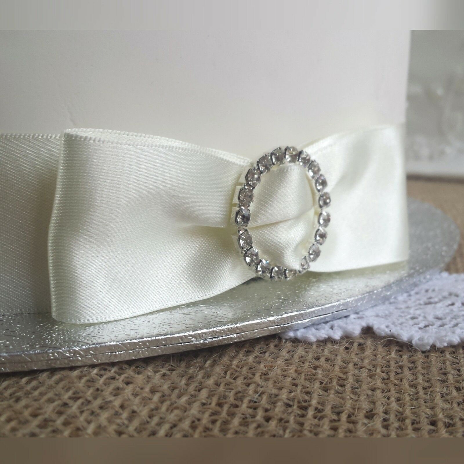 Satin Bow & Diamante Buckle Ribbon Cake Decoration, Rose Gold, Ivory ...
