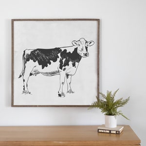 Hand Drawn Cow Clipart, Vintage Cow Prints, Farmhouse Decor Vector Images, Black and White Cow ...