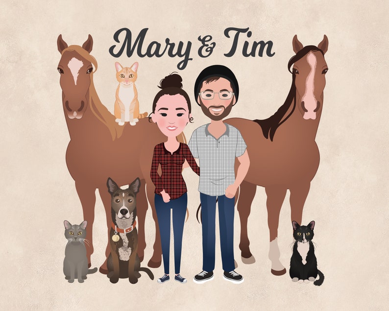 Custom Family Portrait Digital Illustration Personalized - Etsy