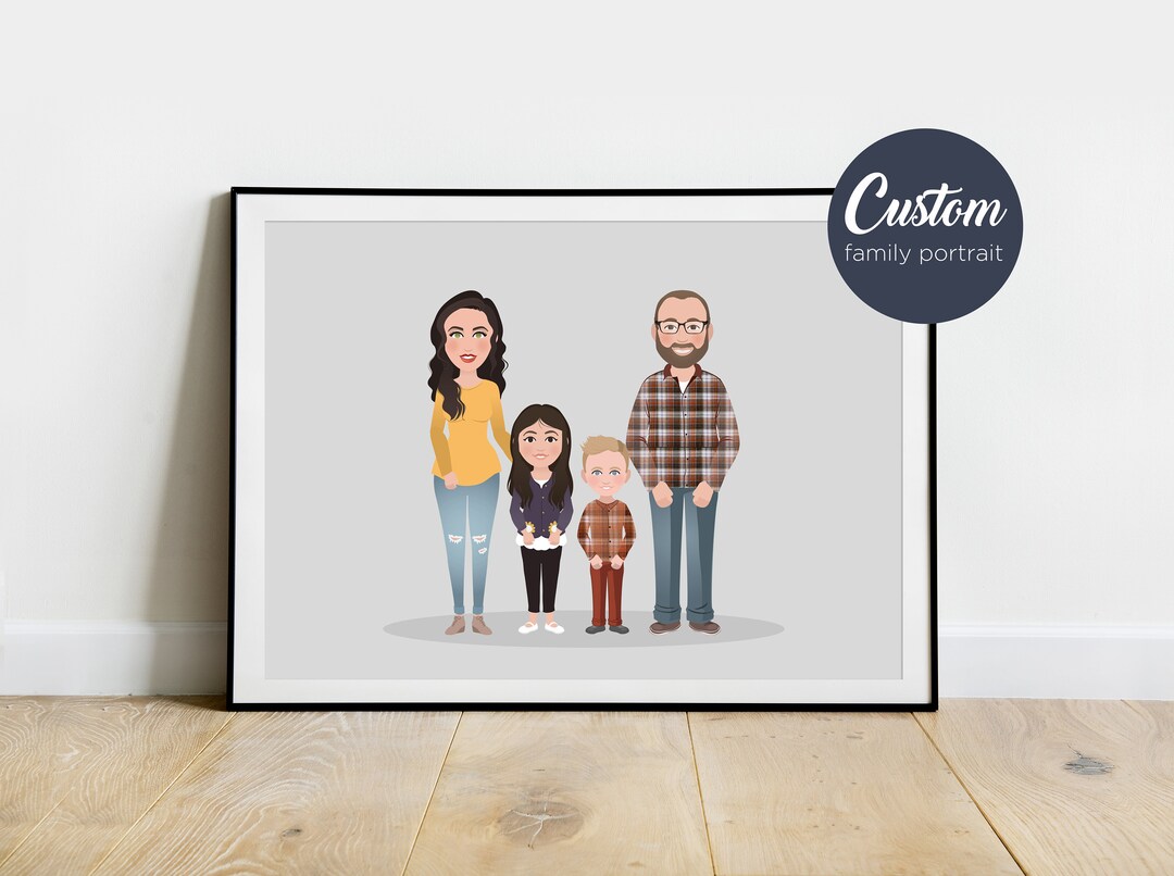 Custom Family Portrait Illustration for Extended Family, Digital ...